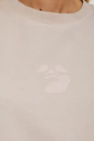 Off-White Loose-fit Cotton T-shirt With Tonal Logo - Cream