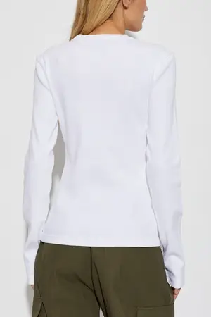 Off-White Ribbed Long Sleeve Crewneck Top