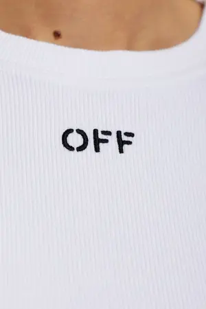 Off-White Ribbed Long Sleeve Crewneck Top