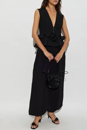 ROTATE BY BIRGER CHRISTENSEN Sleeveless Peplum Top With Rose Appliqu