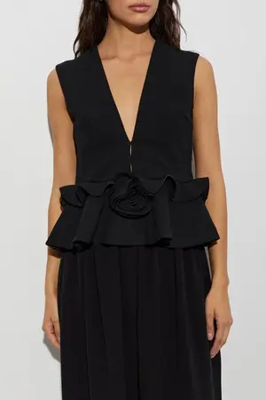 ROTATE BY BIRGER CHRISTENSEN Sleeveless Peplum Top With Rose Appliqu