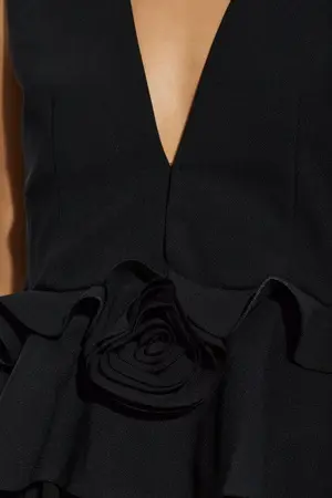 ROTATE BY BIRGER CHRISTENSEN Sleeveless Peplum Top With Rose Appliqu