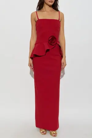 ROTATE BY BIRGER CHRISTENSEN Maxi Dress With Rose Applique And Peplum