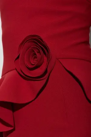 ROTATE BY BIRGER CHRISTENSEN Maxi Dress With Rose Applique And Peplum