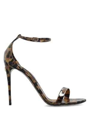 Dolce & Gabbana Leopard Print Leather Stiletto Sandals - Brown