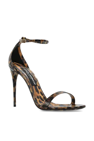Dolce & Gabbana Leopard Print Leather Stiletto Sandals - Brown
