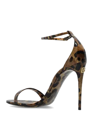 Dolce & Gabbana Leopard Print Leather Stiletto Sandals - Brown