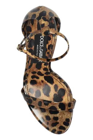 Dolce & Gabbana Leopard Print Leather Stiletto Sandals - Brown