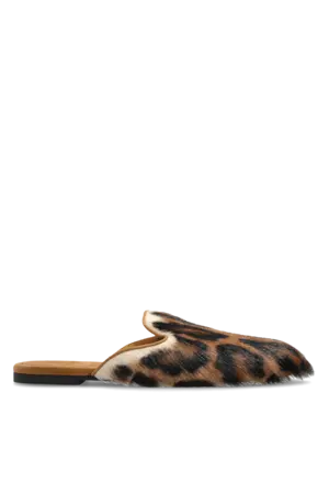 Dolce & Gabbana Leopard-print Faux Fur Slides - Brown