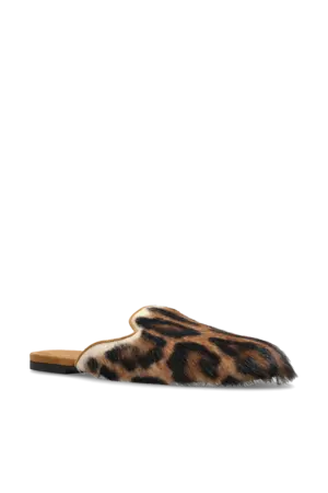 Dolce & Gabbana Leopard-print Faux Fur Slides - Brown
