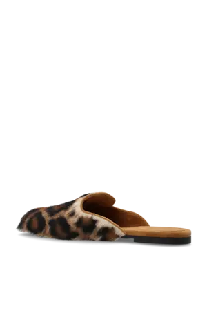 Dolce & Gabbana Leopard-print Faux Fur Slides - Brown
