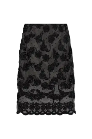 ROTATE BY BIRGER CHRISTENSEN Embroidered Floral Tulle Pencil Skirt