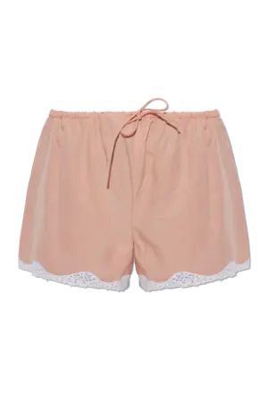 Posse Tabitha Shorts With Scalloped Lace Hem - Pink