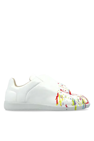 MAISON MARGIELA Leather Sneakers With Paint Splatter Detail - White