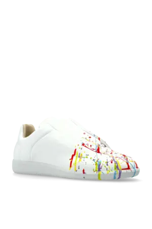 MAISON MARGIELA Leather Sneakers With Paint Splatter Detail
