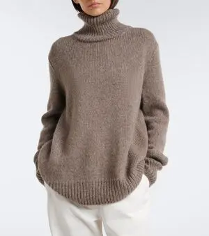THE ROW Plira Cashmere Turtleneck Sweater - Grey