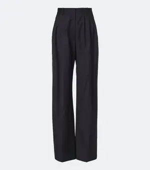 THE ROW Daniela Virgin Wool Wide-leg Pants - Blue