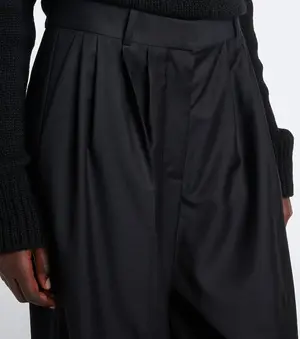 THE ROW Daniela Virgin Wool Wide-leg Pants In Dark Navy