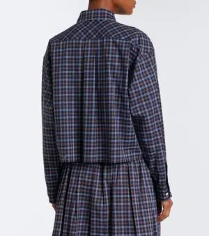 Miu Miu Logo Plaid Cotton Shirt