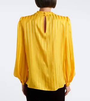 Valentino Garavani Vlogo Striped Silk Jacquard Blouse