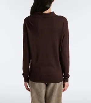 THE ROW Pauli Wool And Silk Polo Sweater - Brown