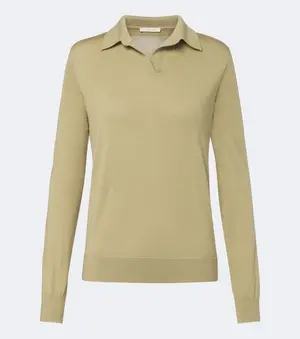 THE ROW Pauli Wool And Silk Polo Sweater - Green