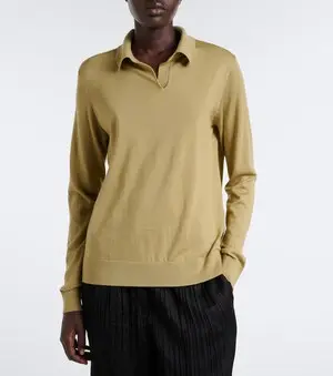 THE ROW Pauli Wool And Silk Polo Sweater