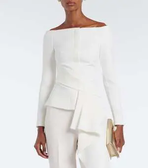 Roland Mouret Asymmetric Off-shoulder Crêpe Jacket