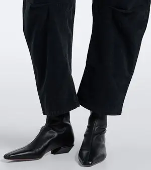 NILI LOTAN Shon" Cotton-blend Corduroy Barrel-leg Pants - Black