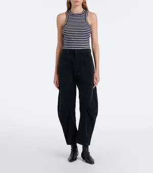 NILI LOTAN Shon" Cotton-blend Corduroy Barrel-leg Pants - Black