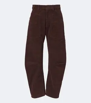 NILI LOTAN Shon" Cotton-blend Corduroy Barrel-leg Pants - Brown