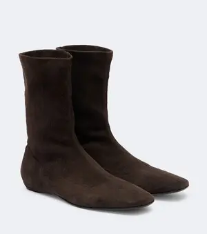 THE ROW Cindy Suede Ankle Boots - Brown