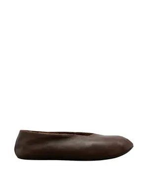 THE ROW Stella Shearling-trimmed Leather Ballet Flats - Brown