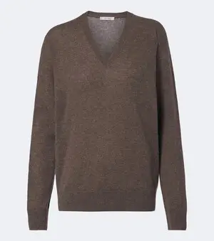 THE ROW Phora Cashmere V-neck Sweater - Brown