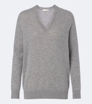 THE ROW Phora Cashmere V-neck Sweater - Grey