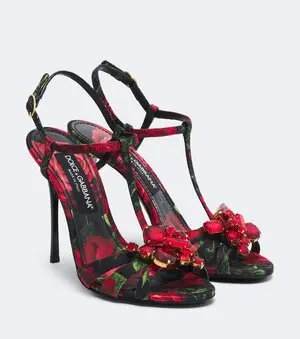 Dolce & Gabbana Embellished Floral Sandals - Red