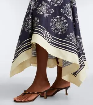 ALEMAIS Alémais Banderra Floral Linen Midi Dress