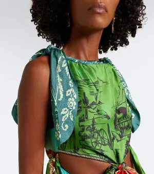 ALEMAIS Alémais Ace Cutout Printed Silk Midi Dress