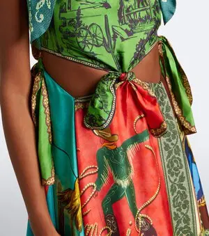 ALEMAIS Alémais Ace Cutout Printed Silk Midi Dress