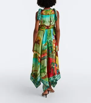ALEMAIS Alémais Ace Cutout Printed Silk Midi Dress