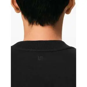 AMI Paris Cotton Crew Neck Sweatshirt With De Coeur Embroidery