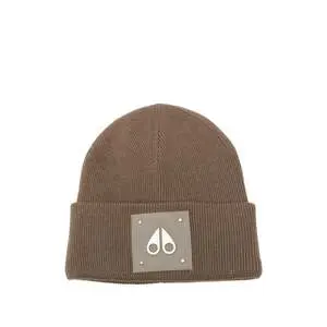 Moose Knuckles Ribbed Knit Beanie With Logo Patch - Brown