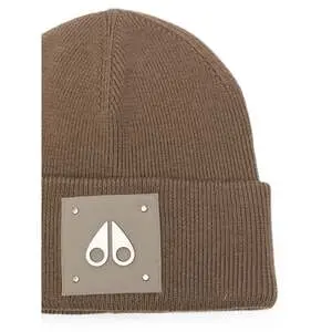 Moose Knuckles Ribbed Knit Beanie With Logo Patch - Brown
