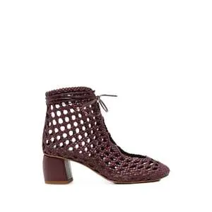 FORTE_FORTE Woven Leather Ankle Boots - Red