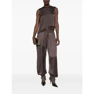 Andamane Track Pants With Buttoned Cuffs - Brown