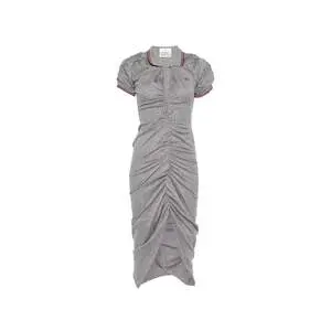 VIVIENNE WESTWOOD Grey Pinstripe Ruched Polo Dress - Gray