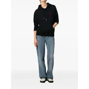 AMI Paris De Coeur Embroidered Organic Cotton Hoodie