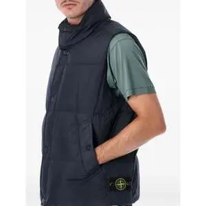 Stone Island Padded Stand Collar Vest With Drawstring Hem - Blue