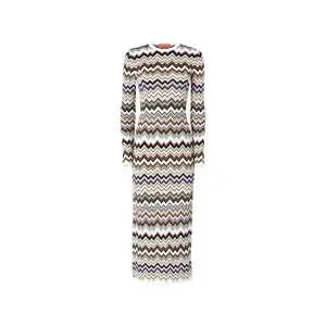 Missoni Zigzag Knit Long Sleeve Dress - White