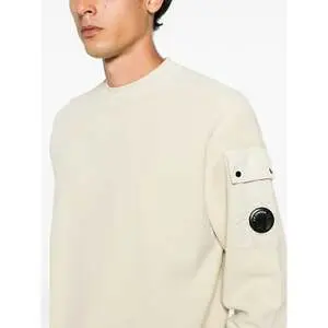 C.P. COMPANY Lens Detail Crew Neck Sweater - Cream